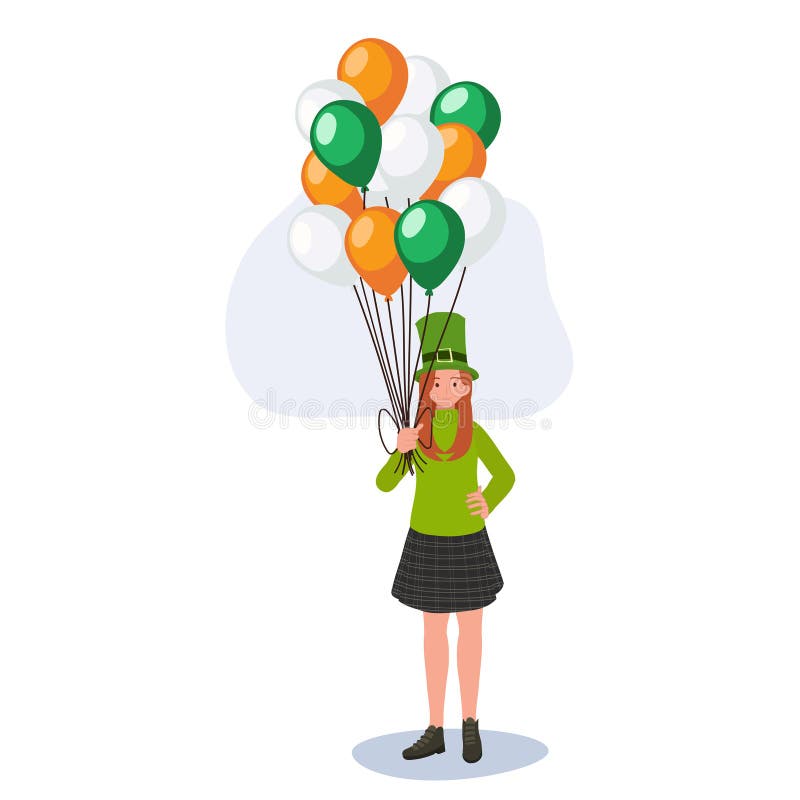 St Patrick S Day Celebration. Woman with Balloons in Irish Celebration ...