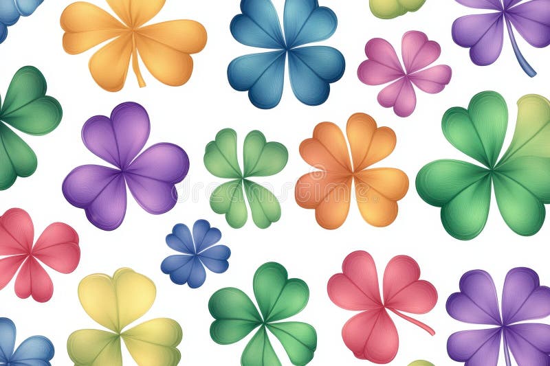 St. Patrick S Day Colorful Assorted Four Leaf Clovers in Various Shades ...