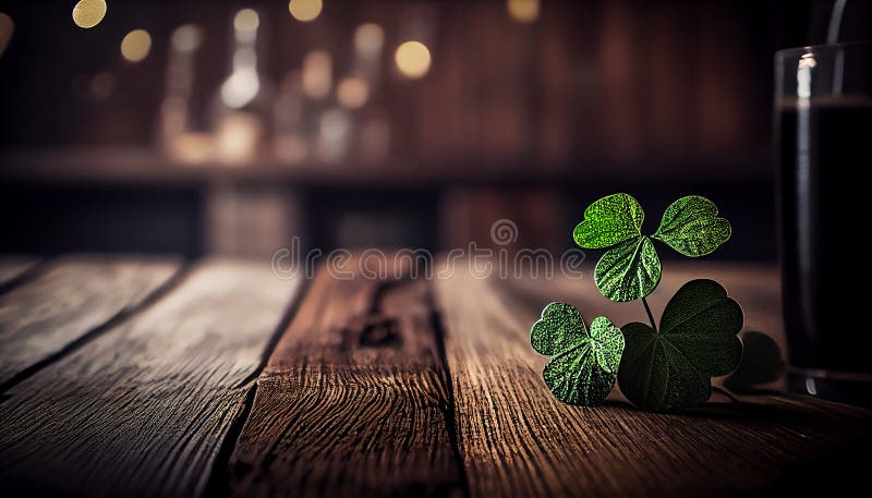 St. Patrick S Day Concept. Image of Wooden Table in Front of Abstract ...