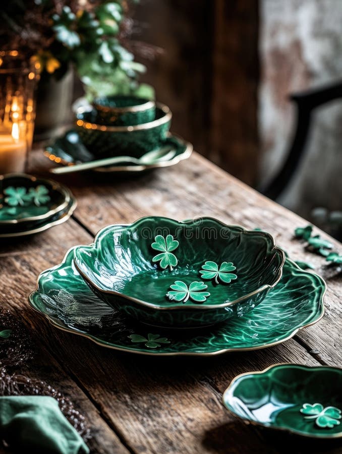 St. Patrick S Day Dinnerware Set Stock Photo - Image of ecofriendly ...