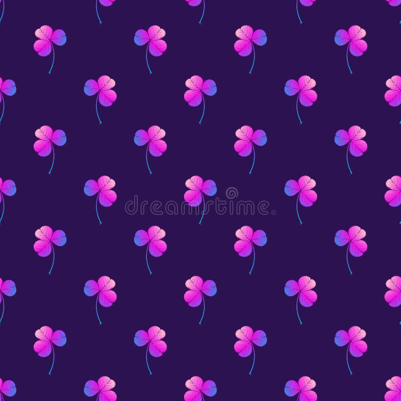 St. Patrick`s Day Even Clover Pattern on Deep Purple Stock Vector ...