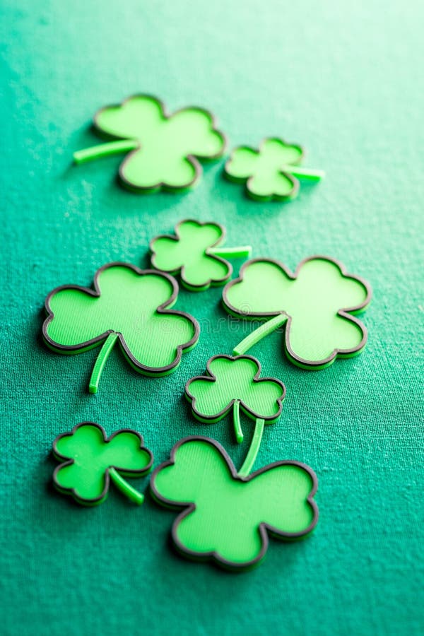 St. Patrick S Day. Green Clover Leaves Decoration on Green Background ...