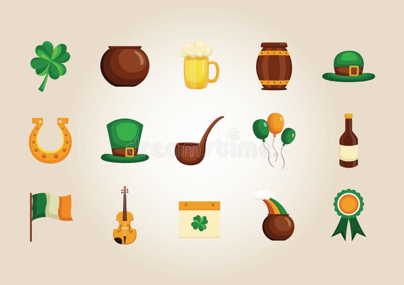 St Patrick S Day Icons Collection. Vector Illustration Decorative ...