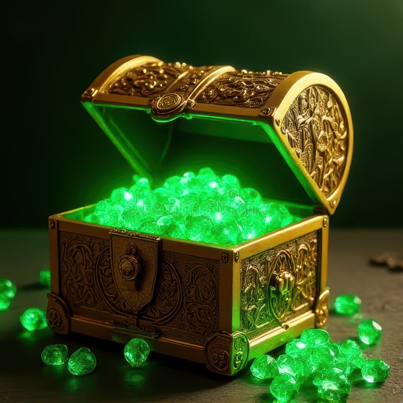 St. Patrick S Day Illuminated Gold Treasure Chest Stock Photo - Image ...