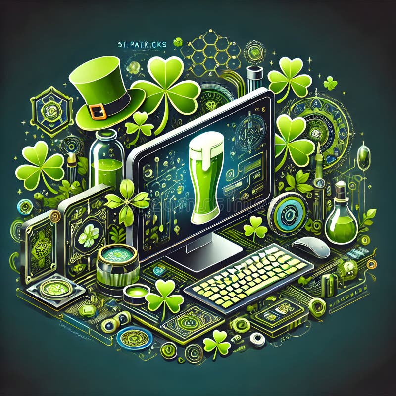 St. Patrick S Day Isometric Composition Featuring Computer Screen ...