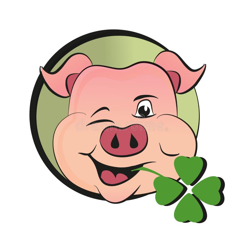 St Patrick S Day Pig with Clover Stock Vector - Illustration of leaf ...