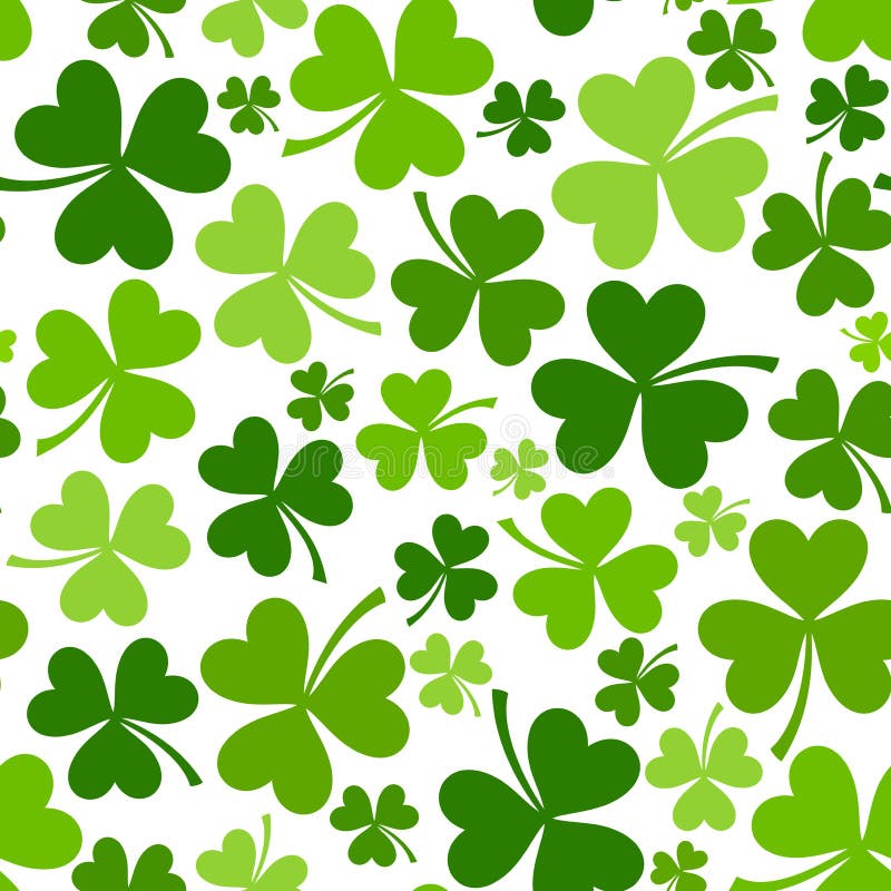 St Patricks Day Seamless Background With Shamrock Stock Vector