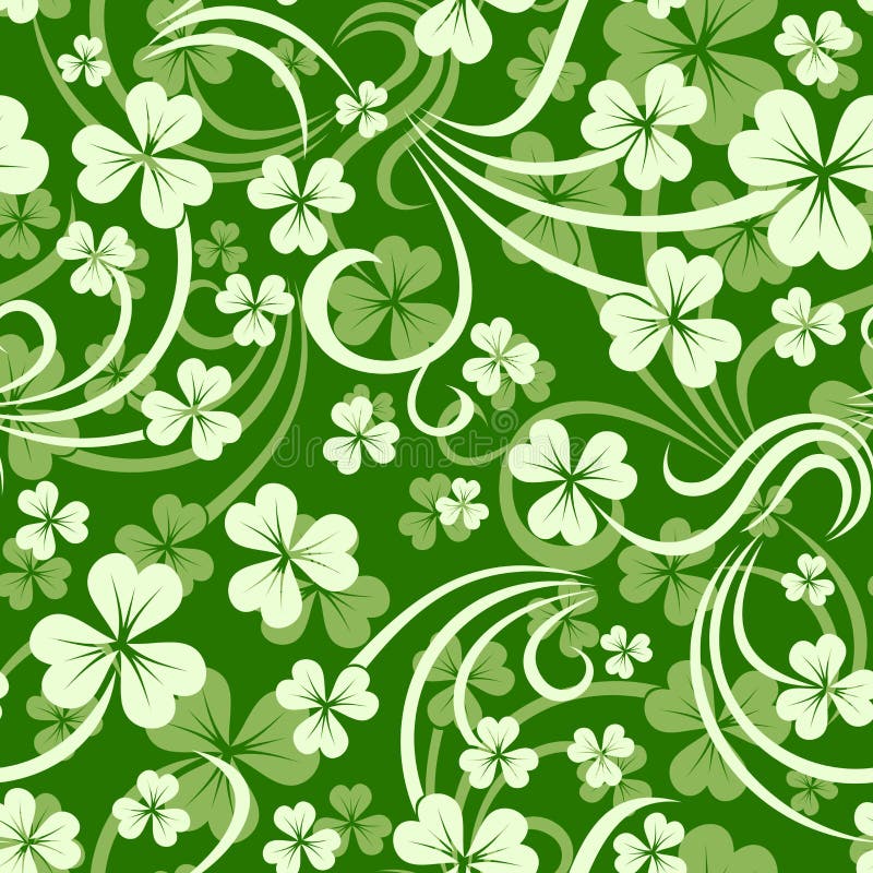 St Patricks Day Seamless Background With Shamrock Stock Vector