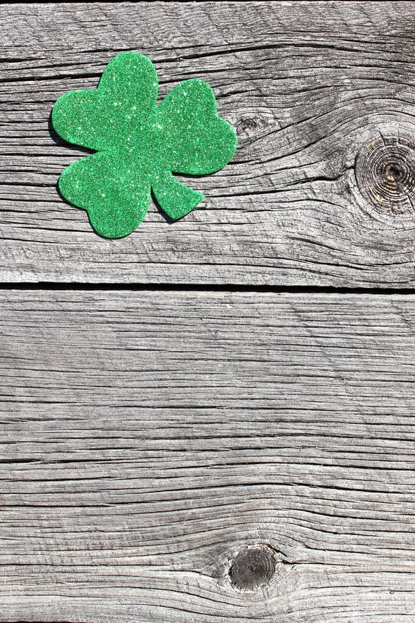 Glitter Shamrock On Rustic Wood Background Stock Image - Image of green ...