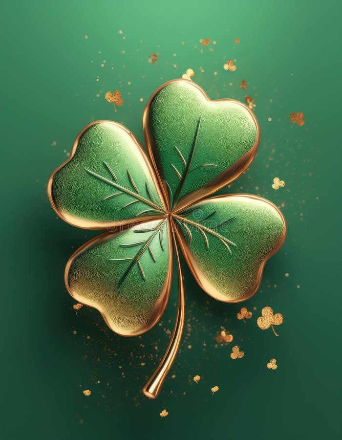 Art of St. Patrick S Day Shamrock Leaf Falling with Gold Glitters ...