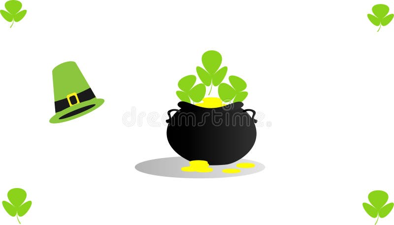 St. Patrick S Day Symbols are Clover Pot Hat Coins Stock Vector ...