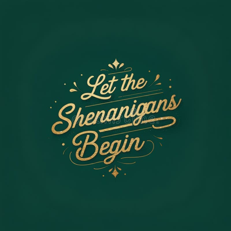 St Patrick S Day Typography Let the Shenanigans Begin Gold Lettering ...