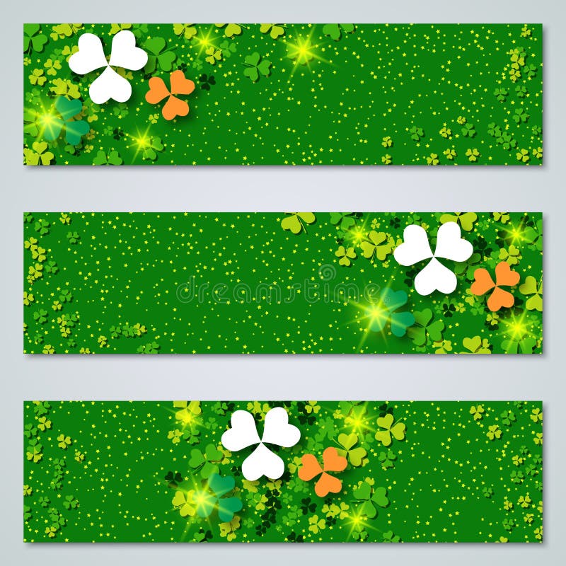 St.Patrick`s Day Horizontal Banners Vector Collection Stock Vector ...