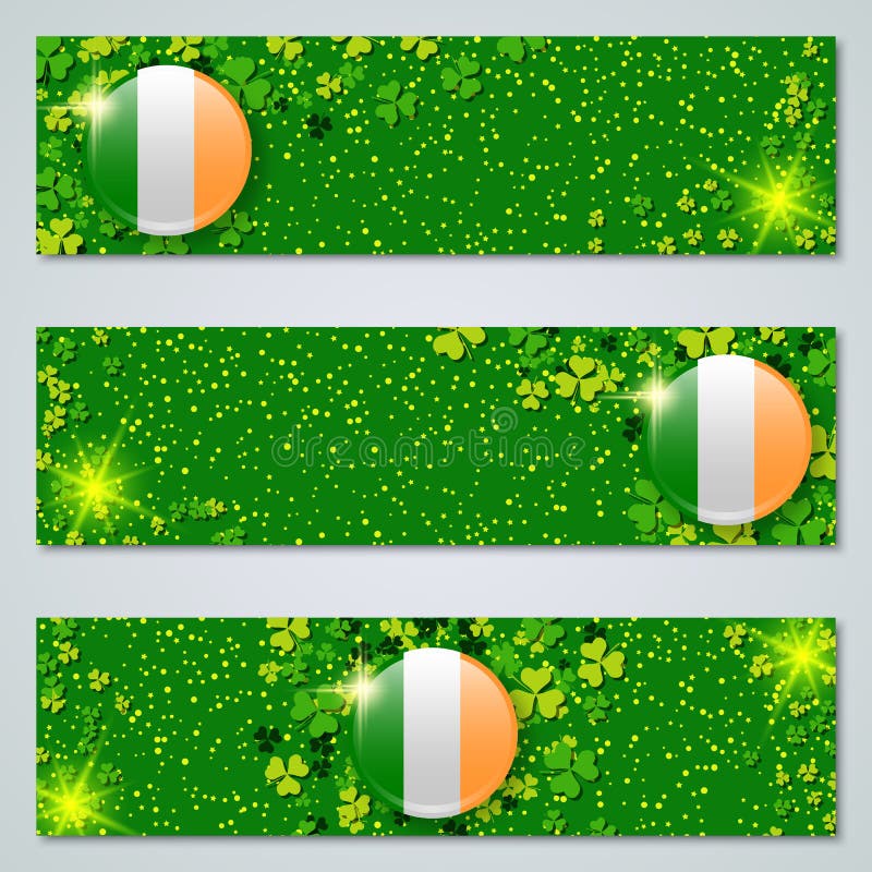 St.Patrick`s Day Horizontal Banners Vector Collection Stock Vector ...