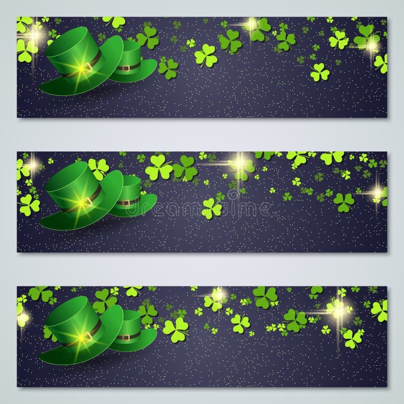 St.Patrick`s Day Horizontal Banners Vector Collection Stock Vector ...