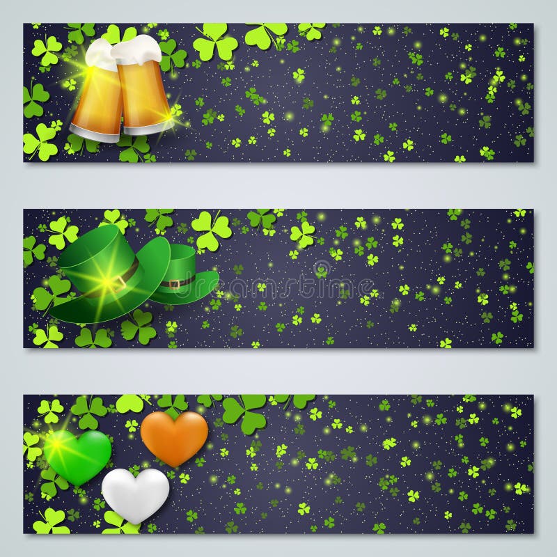 St.Patrick`s Day Horizontal Banners Vector Collection Stock Vector ...