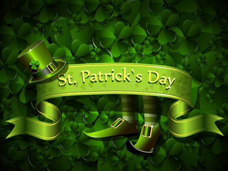 St Patty S Day Border Shamrocks Ribbons Stock Illustration ...