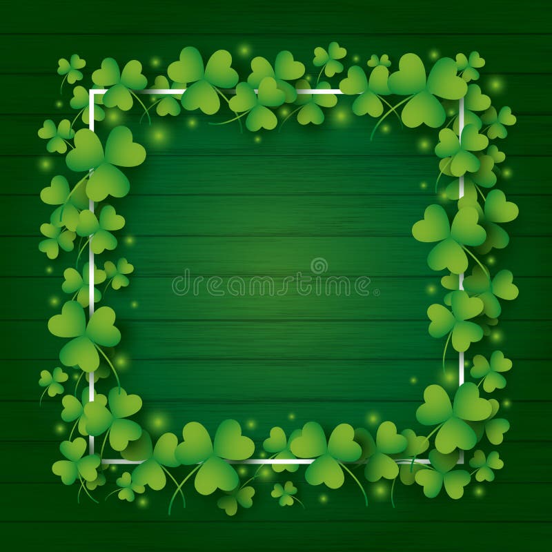 St Patricks Day Background Design Of Clover Leaves Stock Vector
