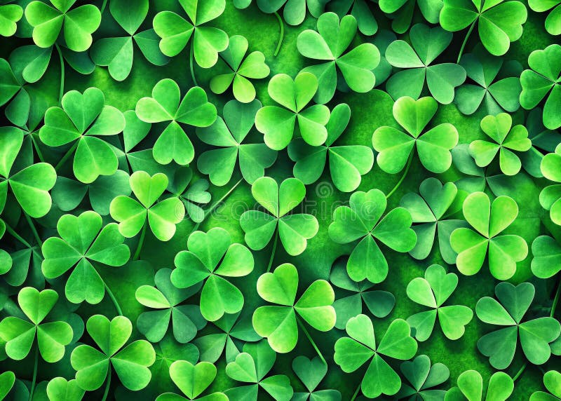 St Patricks Day Background Design Vibrant Shamrock Pattern with Large ...