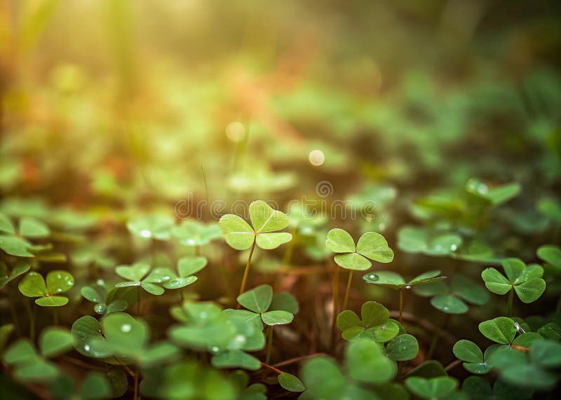 St Patricks Day Green Clover Leaf Generative Ai Stock Illustration ...