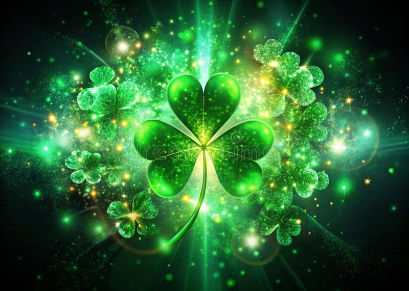St Patricks Day Green Clover Leaf Generative Ai Stock Illustration ...