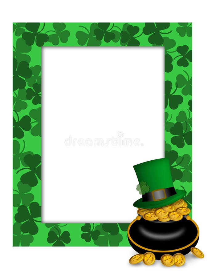 St Patricks Day Leprechaun Hat Pot of Gold Frame Stock Illustration ...