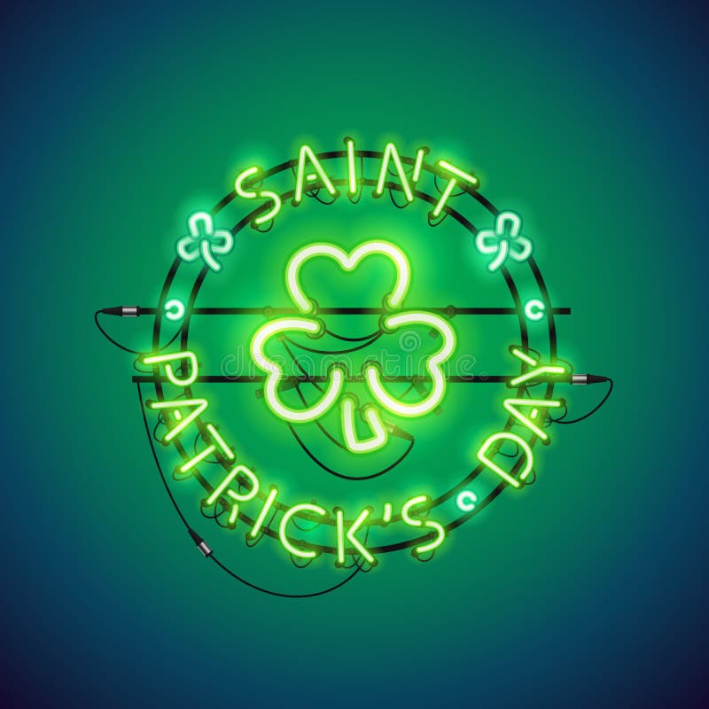 St Patricks Day Neon Sign stock vector. Illustration of decoration ...