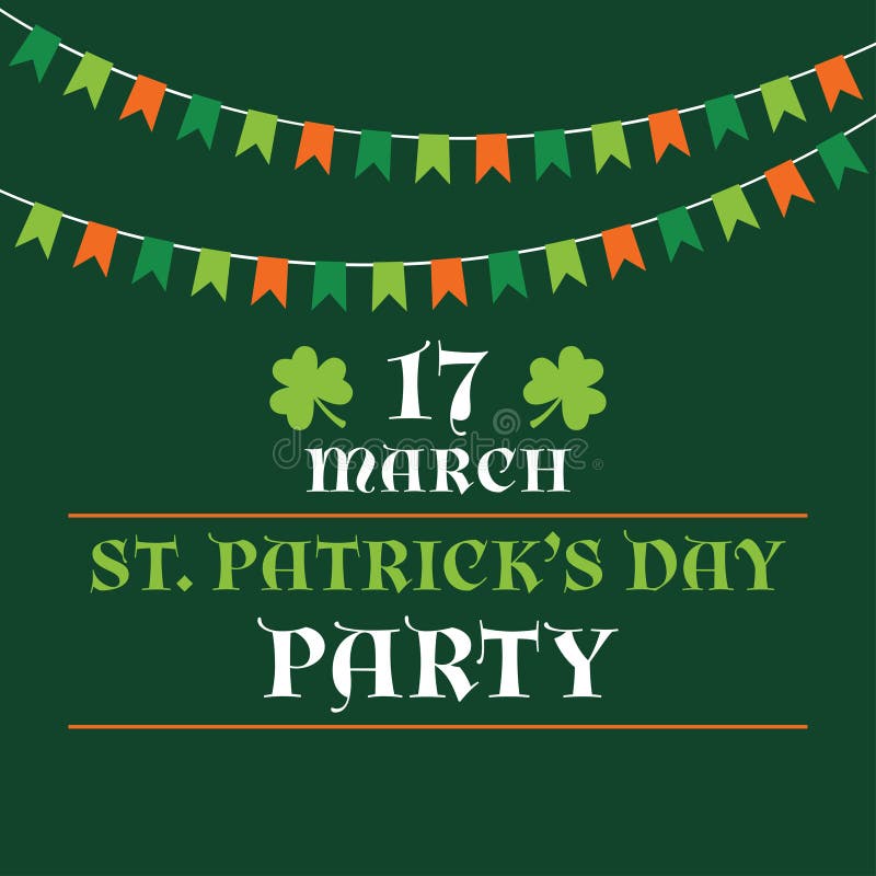 St. Patricks Day Party Poster with Bunting Banners Stock Vector ...