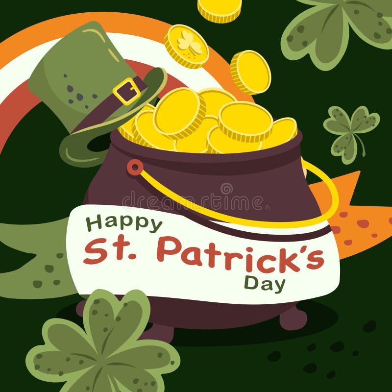 St Patricks Day Square Banner Happy St Patrick Coin Barrel Stock Vector ...