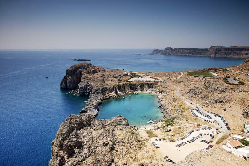 St Paul S Bay at Lindos, Rhodes Greece Stock Photo - Image of summer ...