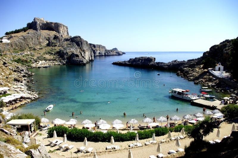 St Paul`s Bay, Rhodes. stock image. Image of resort, greek - 83240931