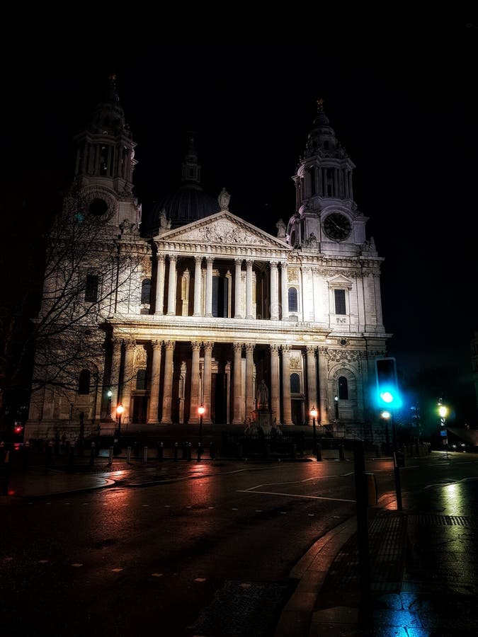 St. Paul& X27;s Cathedral at Night Stock Photo - Image of building ...