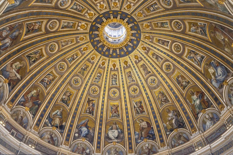 St. Peter Basilica Dome Interior. Vatican State Landmark. Rome, Italy ...