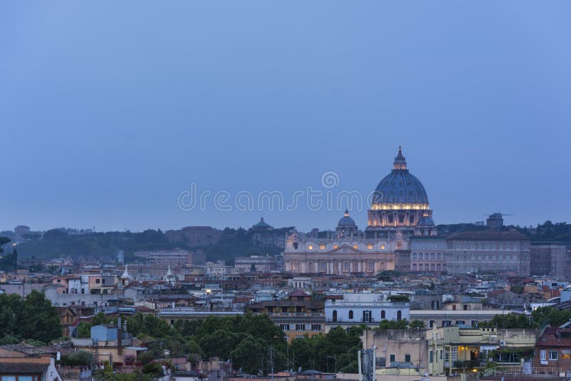 St. Peter S Cathedral in Rome, Italy. Dusk Time Stock Image - Image of ...