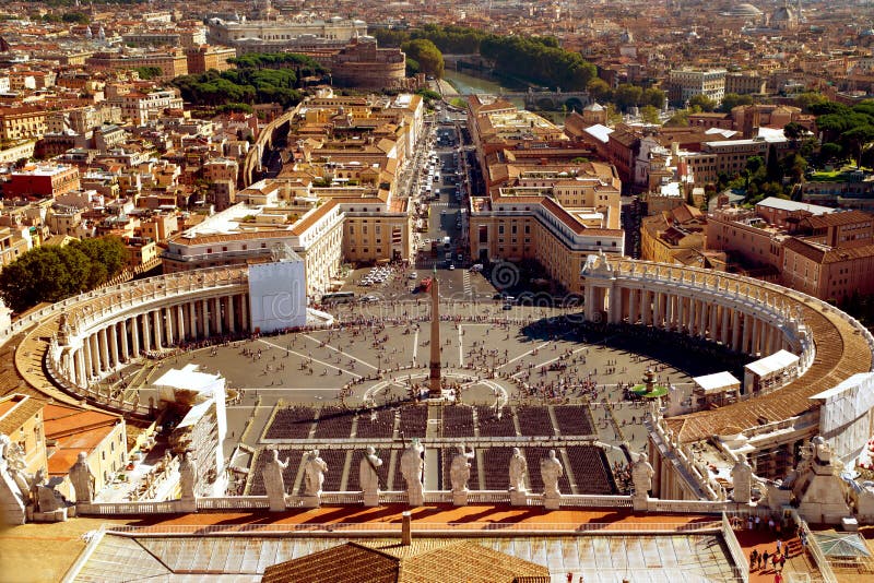St. Peter Square from Roof of St. Peter`s Basilica Stock Photo - Image ...