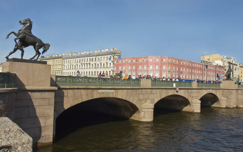 St. Petersburg, Anichkov Bridge Editorial Stock Image - Image of ...