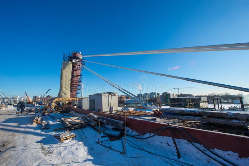 The Cable-stayed Bridge Under Construction. the Final Stage of ...