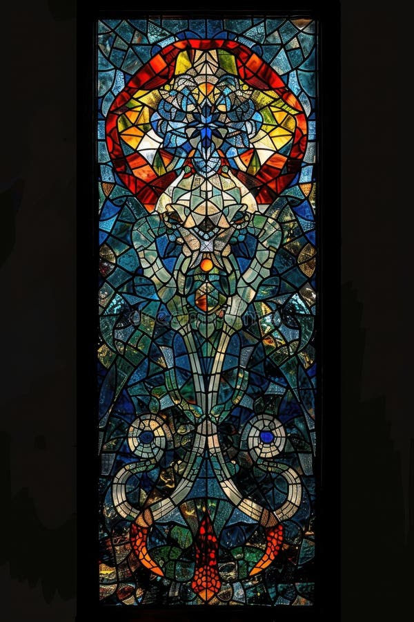 St. Pirans Intricate Rectangular Stained Glass Art with Complex ...