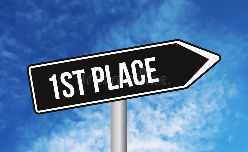 1st Place Road Sign on Sky Background Stock Image - Image of billboard ...