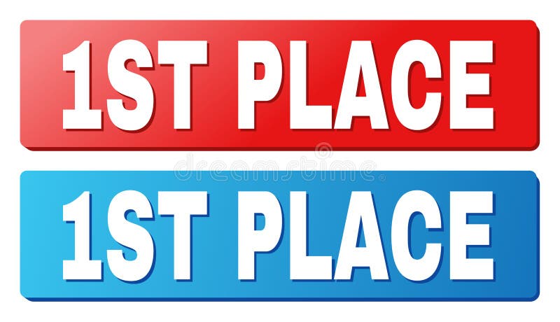 1ST PLACE Title on Blue and Red Rectangle Buttons Stock Vector ...