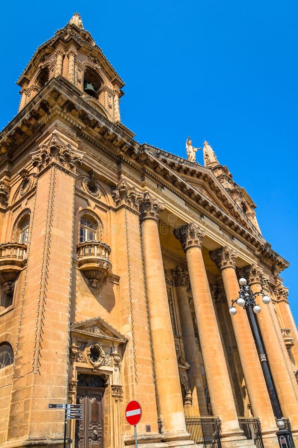 St Publius Church Facade stock photo. Image of cross - 34166668