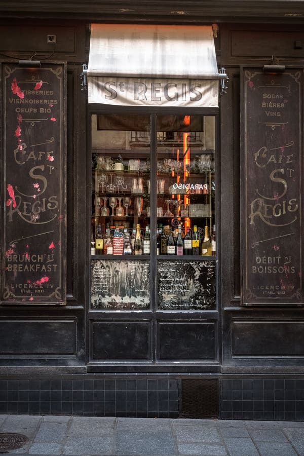 St Regis Restaurant Building with Bottles in Paris Editorial Stock ...