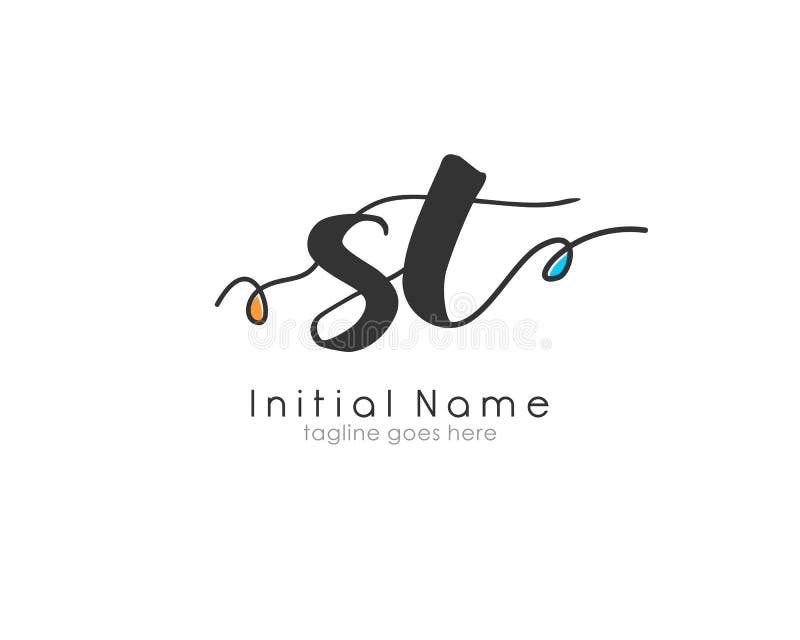 Initial S T ST Handwriting Logo Vector. Letter Handwritten Logo ...
