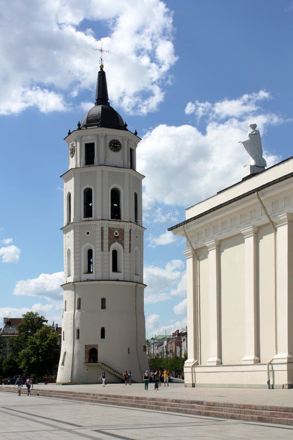 St. Stanislaus Cathedral and Bell Tower in the Square of Vilnius Stock ...