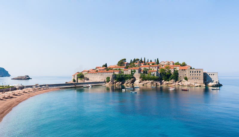St. Stefan island panorama stock photo. Image of coastline - 25734962
