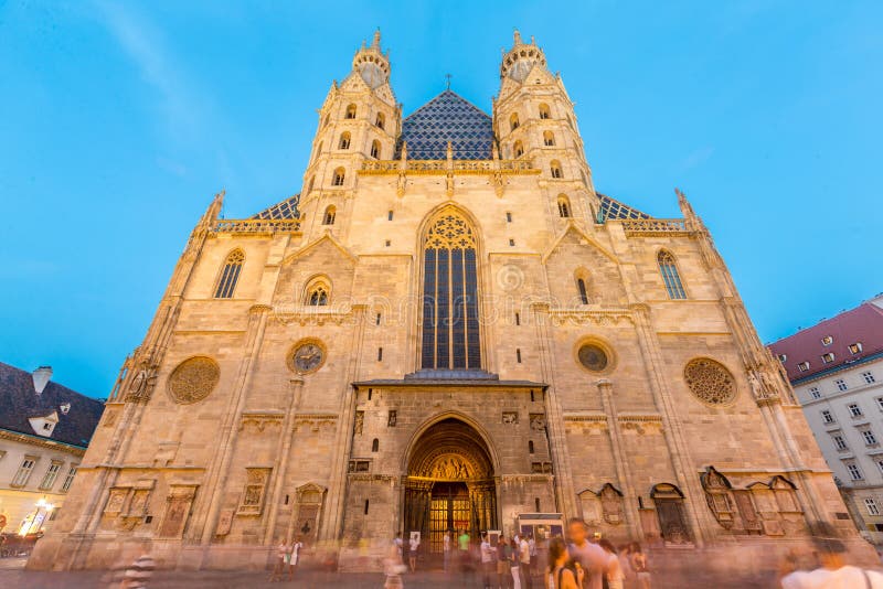 St. Stephan Cathedral in Vienna at Twilight Stock Image - Image of dome ...