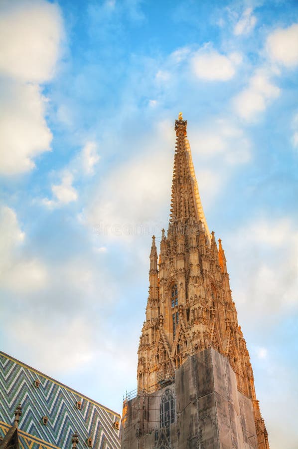 St. Stephen Cathedral Spire in Vienna, Austria Stock Image - Image of ...