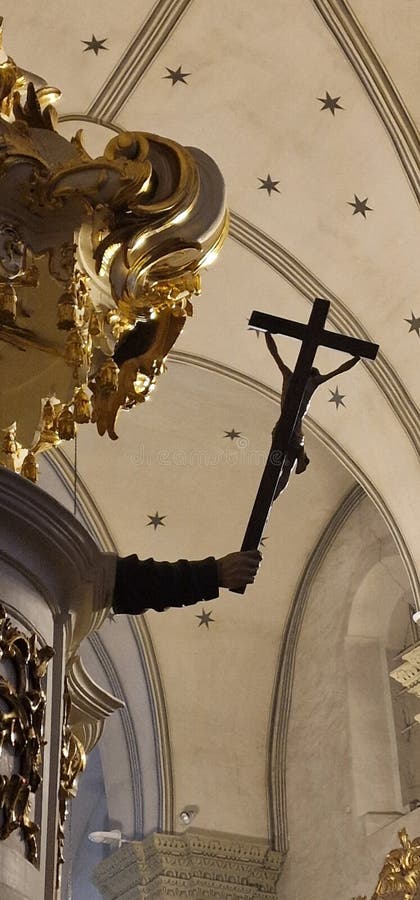 Am in St. Stephen S Cathedral a Hand Shows the Crucifix Stock Photo ...