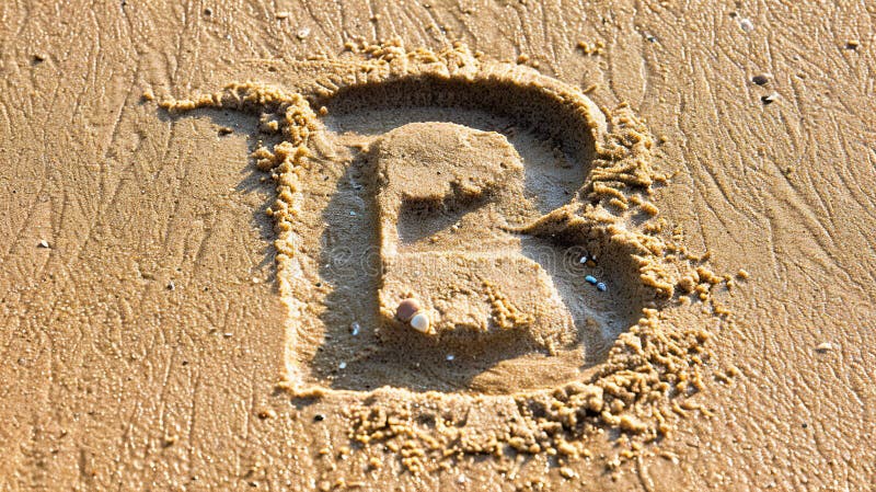 1st Symbol on the Sand on the Beach. Generative Ai Stock Illustration ...
