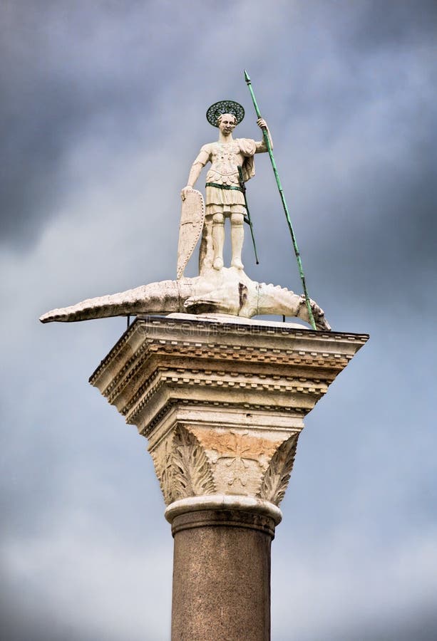 St Theodore Column on San Marco Square in Venice Stock Image - Image of ...